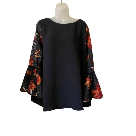 Jessica London | Tops | Jessica London Crochet Bell Sleeve Blouse Size ...